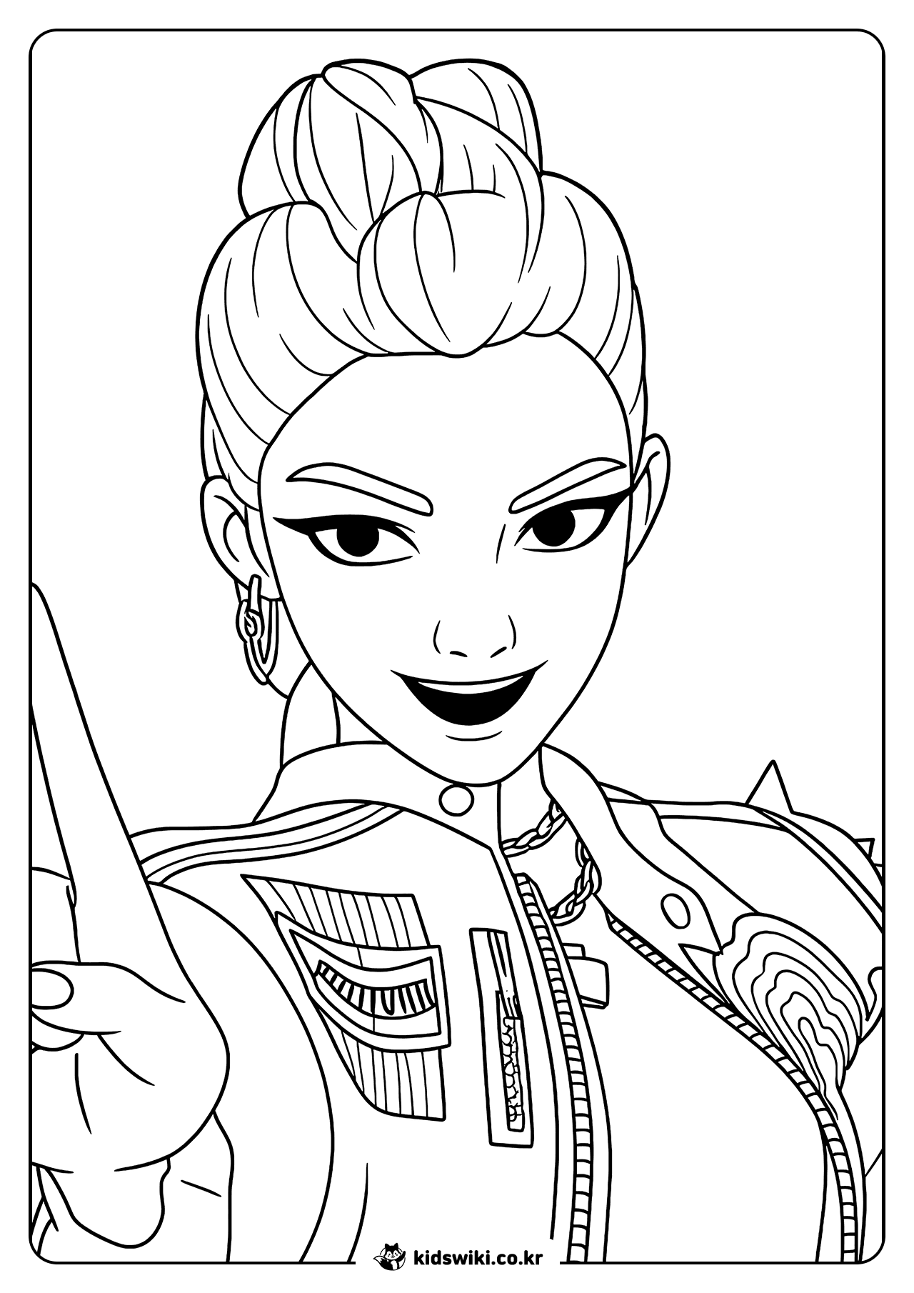 Confident Rumi Face Coloring Page | Kpop Demon Hunters